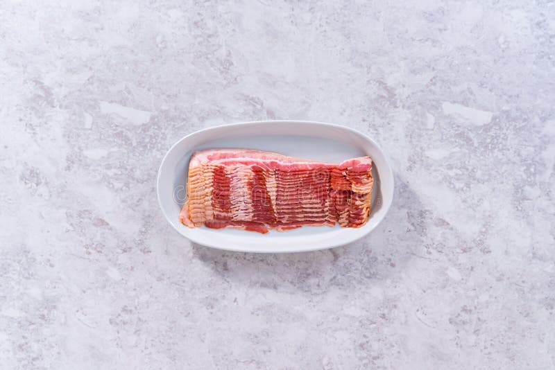 Cooking bacon strips stock photo. Image of cooking, overhead - 265174540