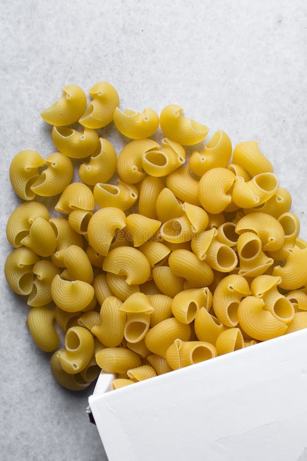 Flat Lay of Uncooked Pipe Rigate Pasta, Top View of Pipe Rigate Pasta ...