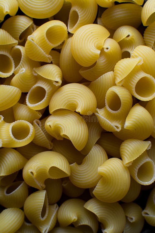 Flat Lay of Uncooked Pipe Rigate Pasta, Top View of Pipe Rigate Pasta ...