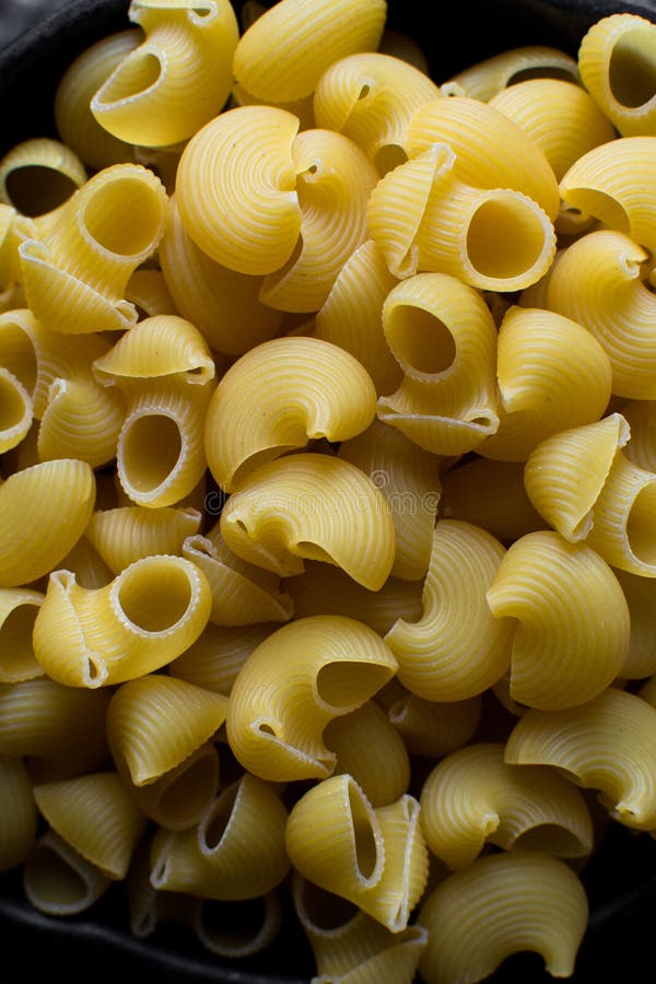 Flat Lay of Uncooked Pipe Rigate Pasta, Top View of Pipe Rigate Pasta ...