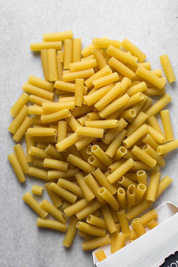 Flat Lay of Uncooked Tortiglioni Pasta Shells Stock Image - Image of ...