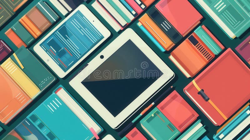 A Flat Lay of Various Colorful Tablets and E-readers Displaying ...