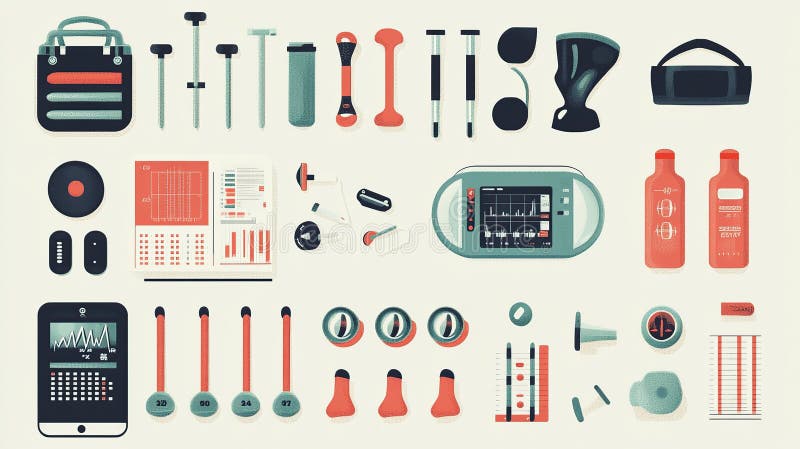 Flat Lay of Various Medical Equipment and Supplies Stock Photo - Image ...