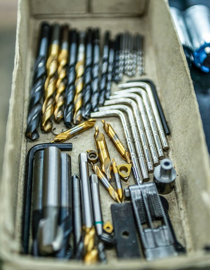 Flat Lay Various Size of Cutting Tools Used Carbide Endmills for ...