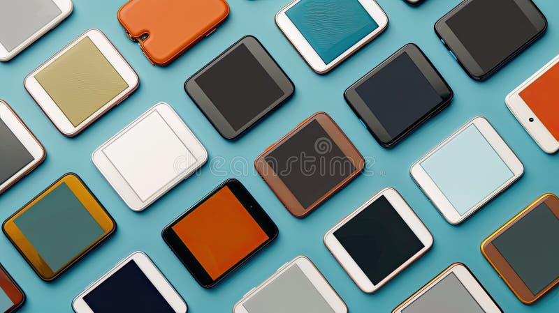 A Flat Lay of Various Smartphones with Different Colored Screens ...