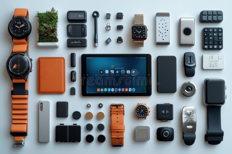 A Flat Lay of Various Tech Gadgets and Accessories, Including ...