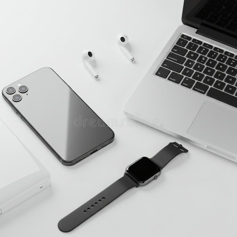 A Flat Lay of Various Tech Gadgets on a White Surface. Featured are a ...