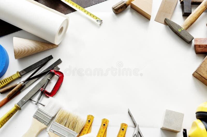 Flat Lay Of Various Technician Tools Isolated On White Background Stock ...