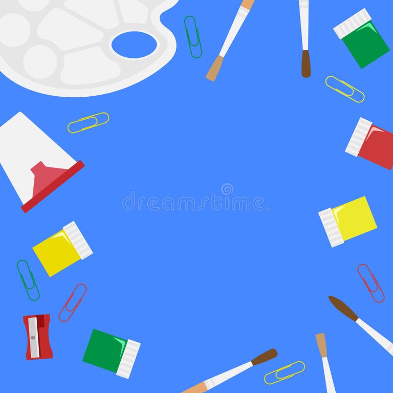 Flat Lay Vector Illustration with Creative Tools and Stationery Stock ...