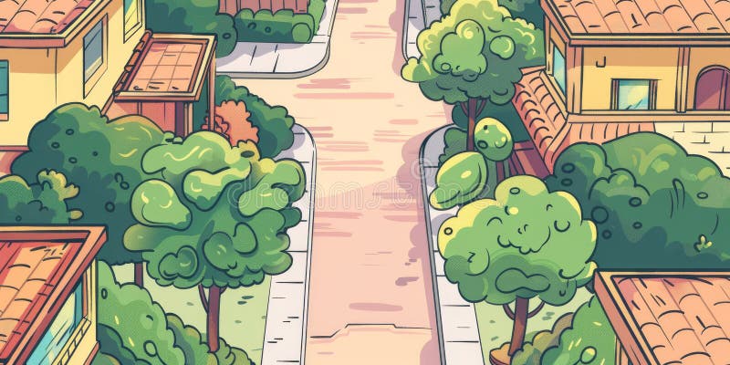 Flat Lay View of Hand-drawn Cartoon Scenery. Stock Illustration ...