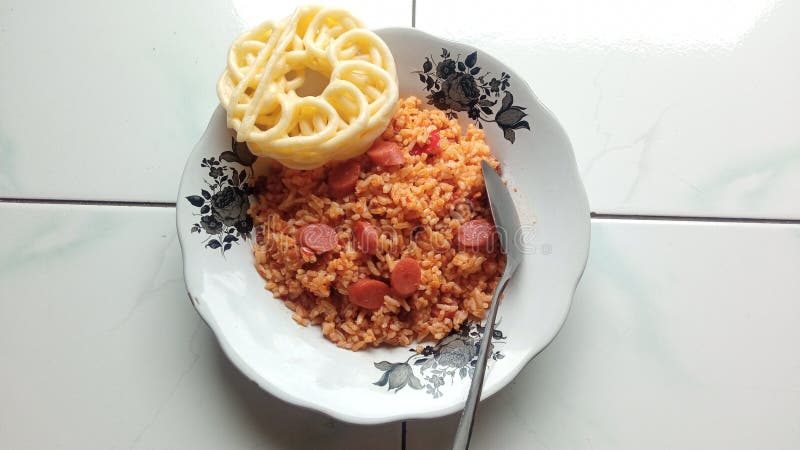 Flat Lay View of a Serving Portion of Fried Rice Stock Photo - Image of ...