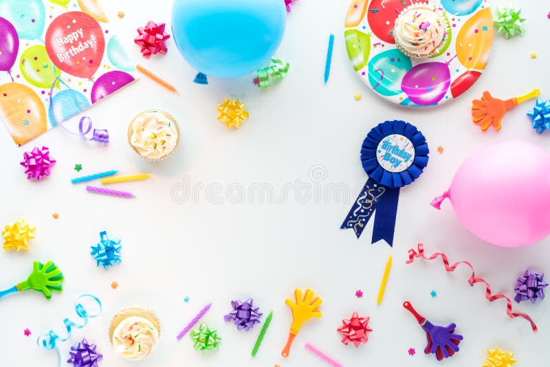 A Flat Lay View of Various Birthday Party Items for a Birthday Boy ...