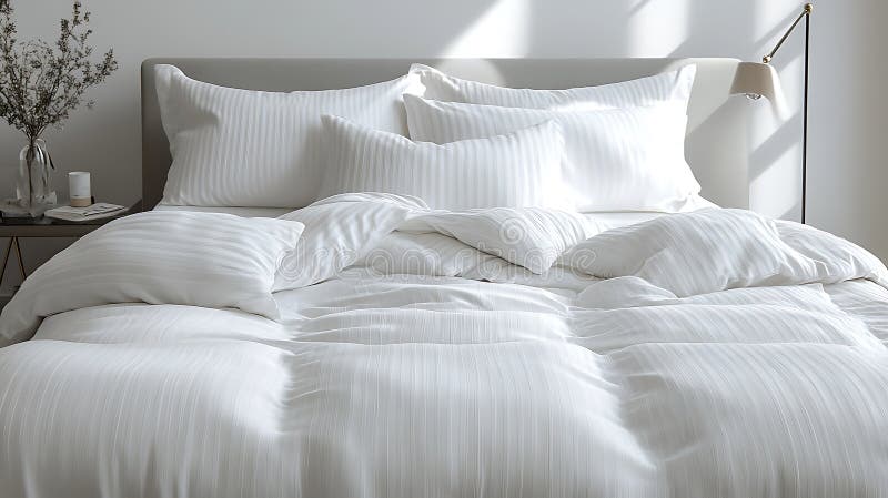 Flat lay white cotton bed stock illustration. Illustration of white ...