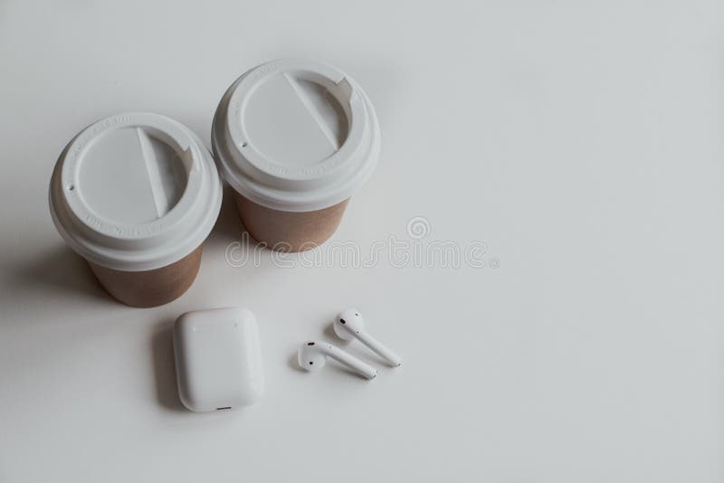 Flat Lay White, Two Glasses For Coffee Or Tea Stock Photo - Image of ...
