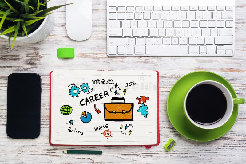 Flat Lay Wooden Desk with Computer Keyboard Stock Photo - Image of ...