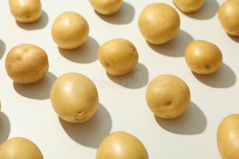 Flat Lay with Young Potato on Background Stock Photo - Image of ...
