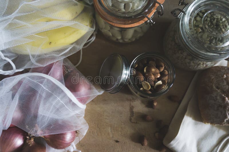 Flat Lay of Zero Waste, Eco Friendly Containers for Storage and Stock ...