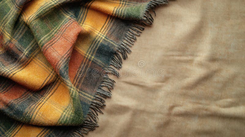Flat Layout of Cozy Winter Blanket on Warm Background Stock ...