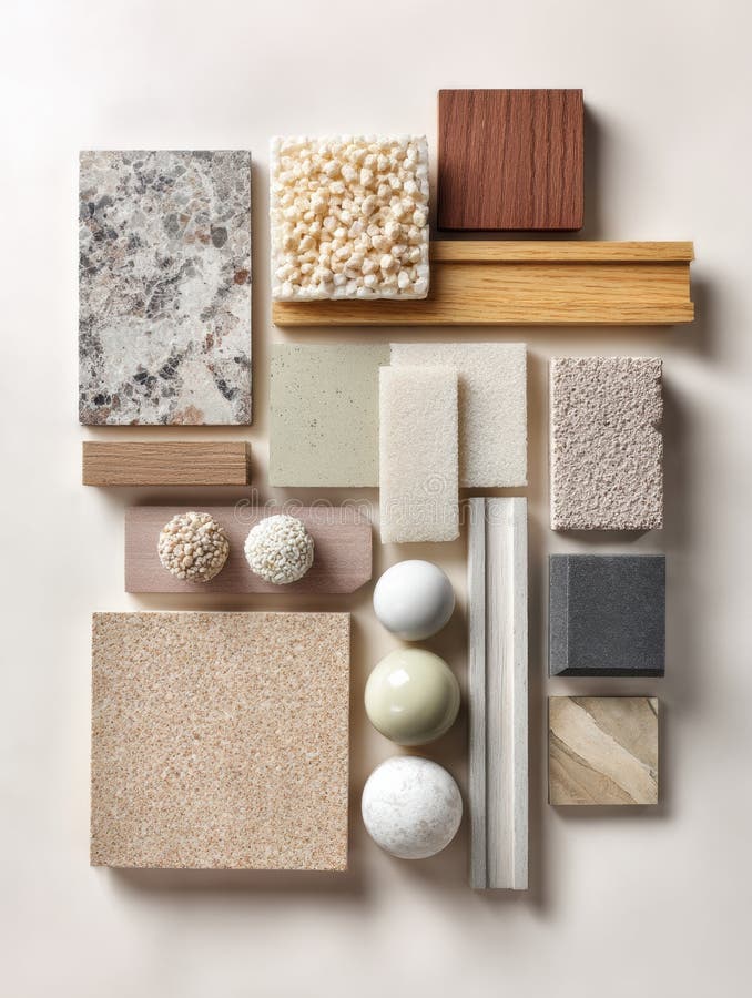 Flat Layout of Various Building Materials Arranged on a Clean Surface ...