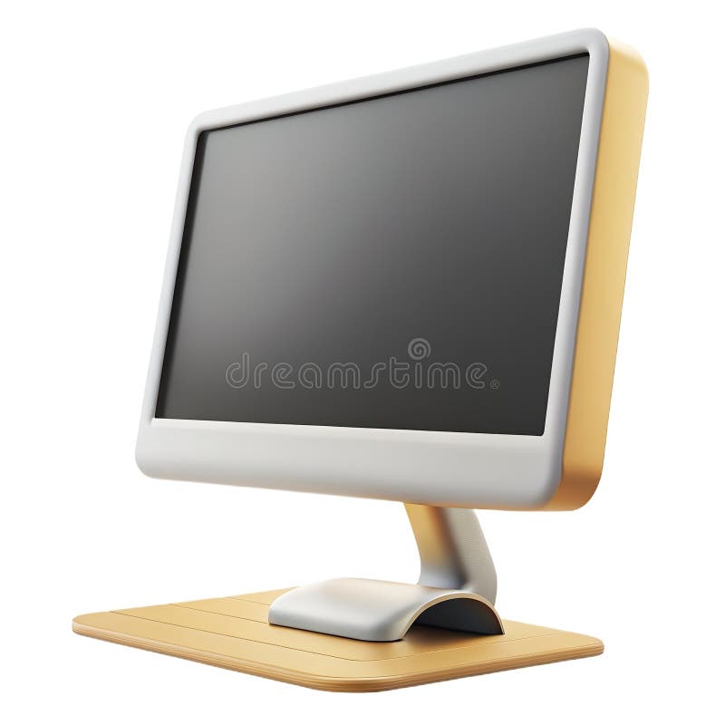 Modern Computer Flat Screen in Gold and Grey. Flat Screen. 3d Rendered ...