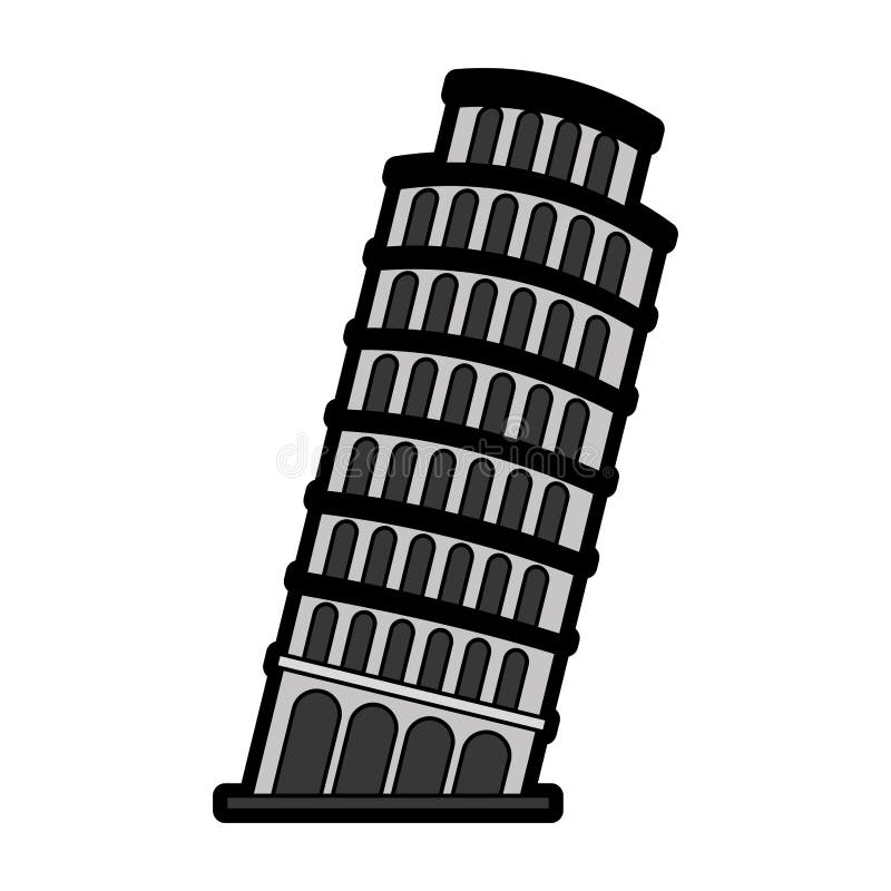 Flat Leaning Tower of Pisa stock vector. Illustration of history - 93411005