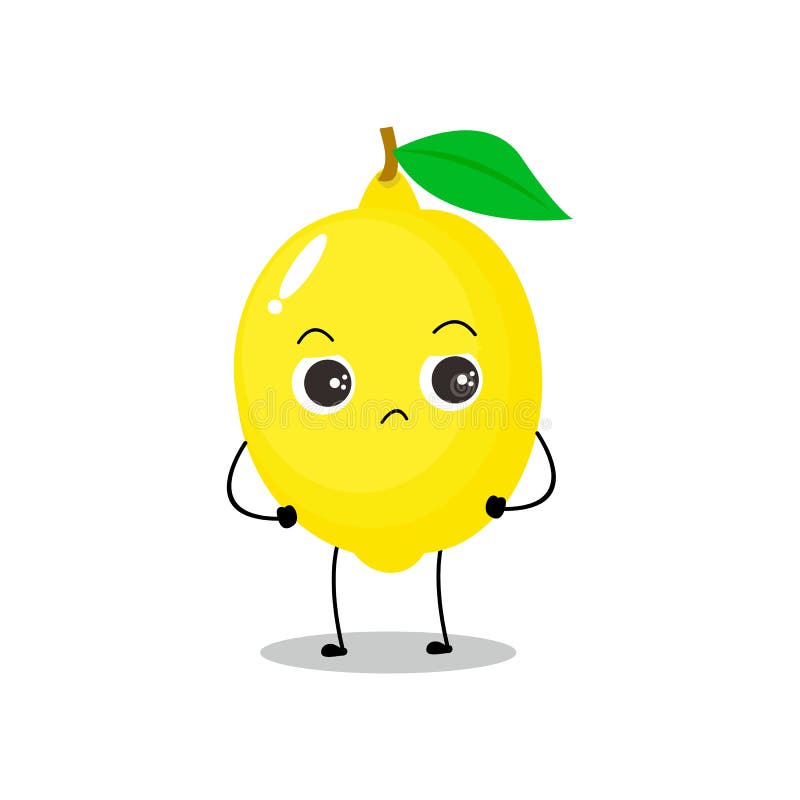 A Flat Lemon Character with Cute Angry Expression Stock Vector ...