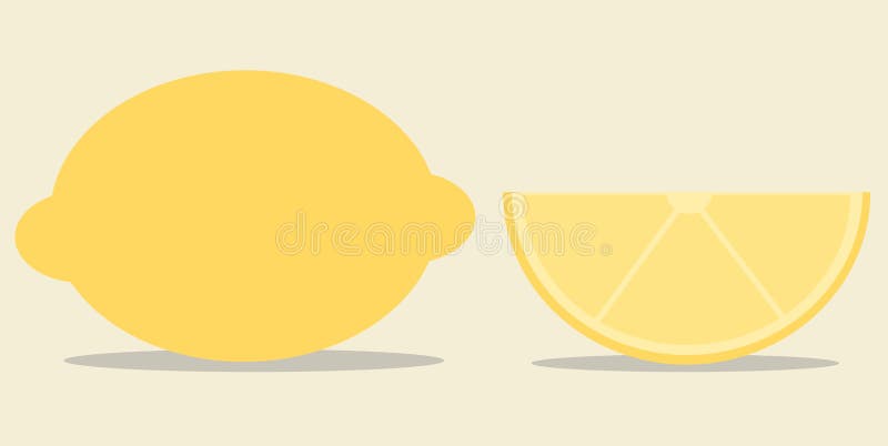 Flat Lemon with Slice Fruit Illustration Stock Vector - Illustration of ...