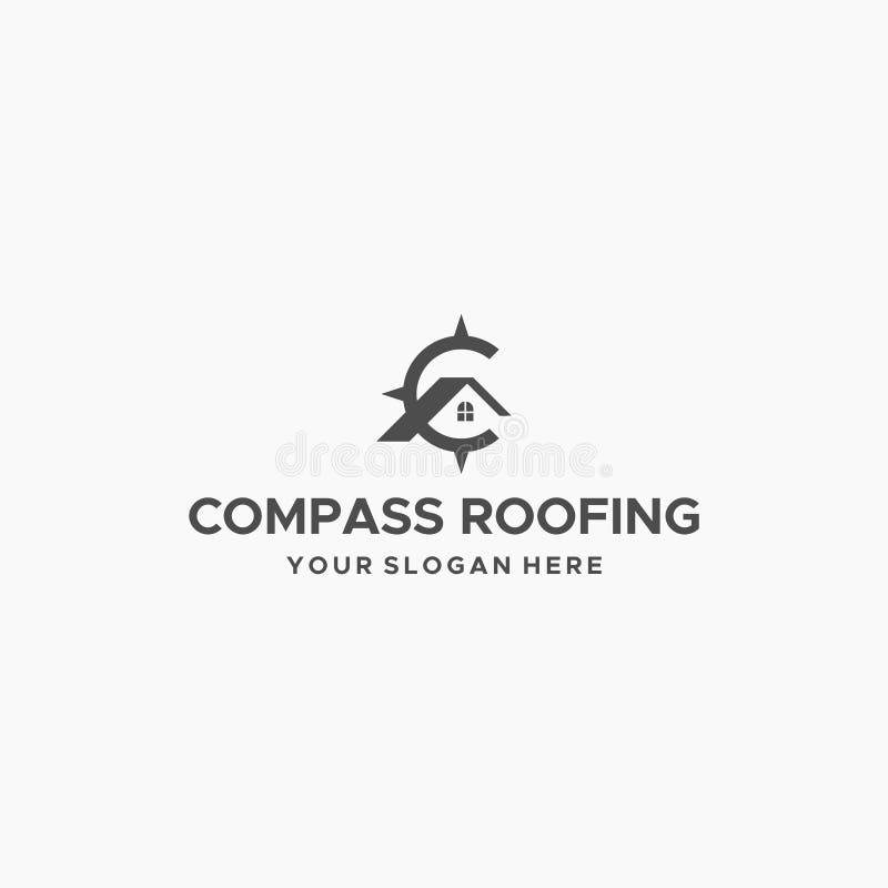 Flat Letter Mark COMPASS ROOFING Home Logo Design Stock Vector ...