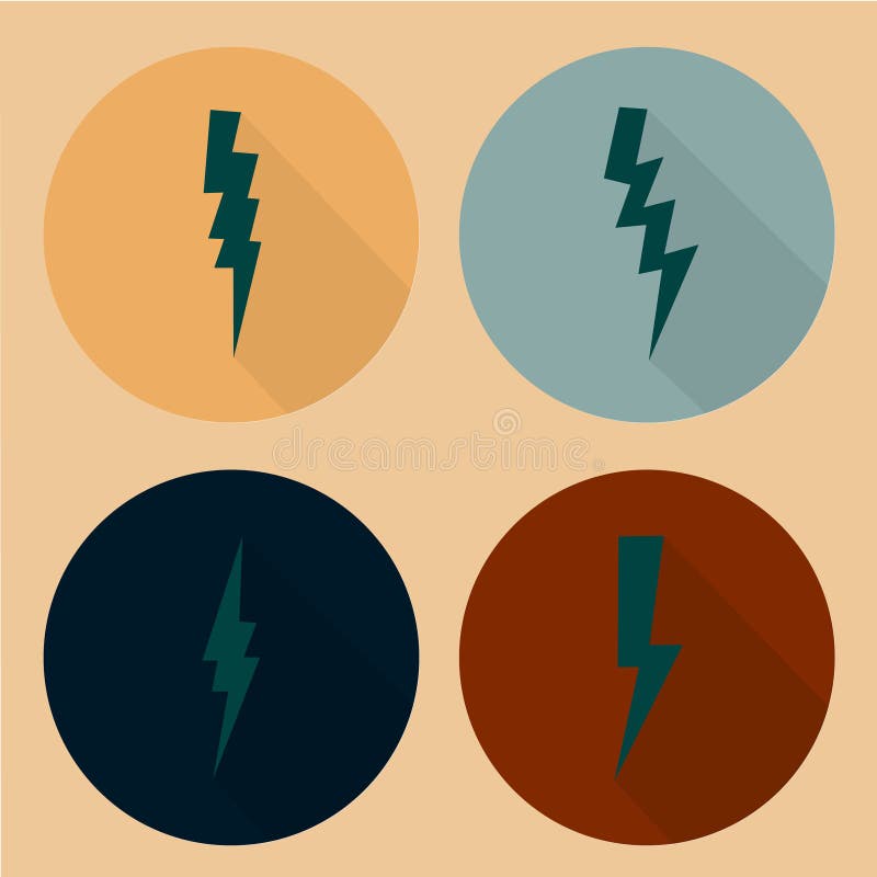 Flat lightning symbols set stock illustration. Illustration of voltage ...