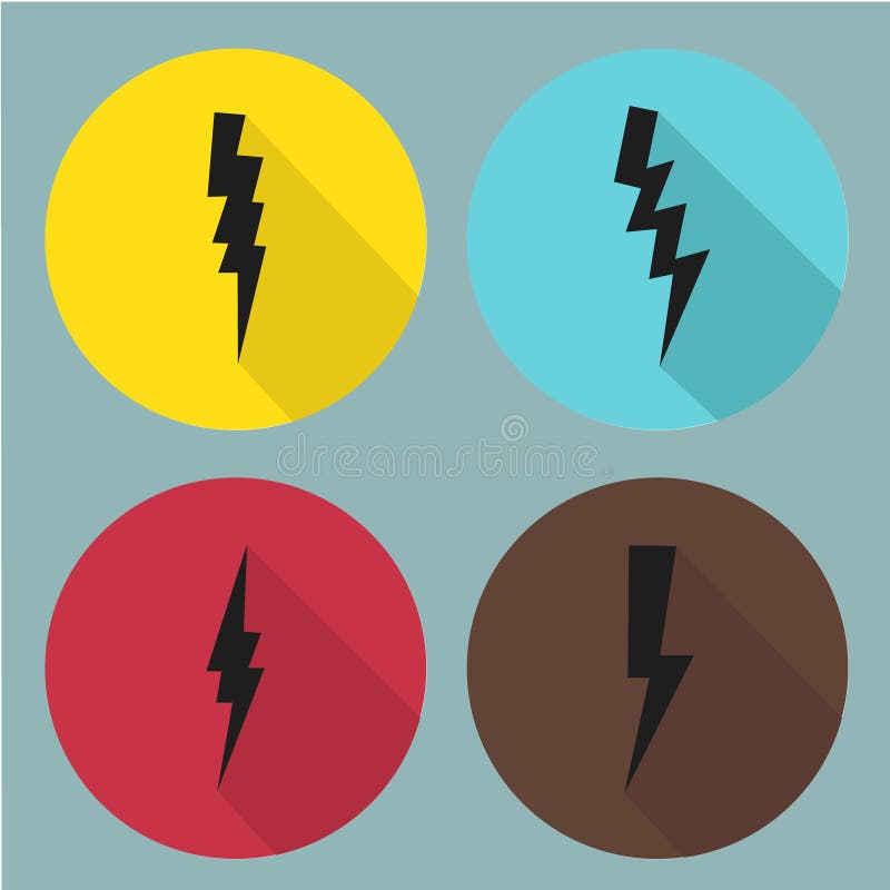 Set of Flat Lightning Symbols Set Stock Illustration - Illustration of ...
