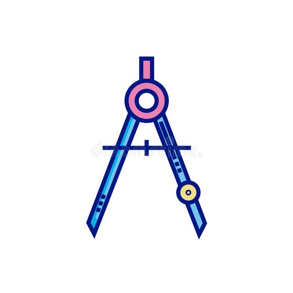 Flat Line Art Compass Icon for Math and Geometry Lessons Stock ...