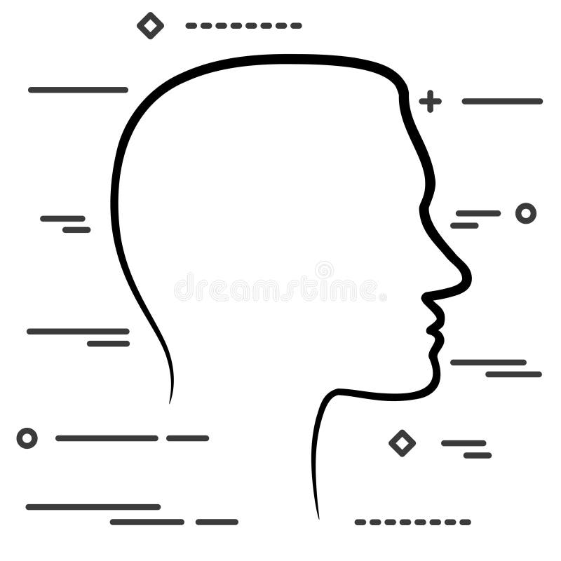 Flat Line Art Design Graphic Image Concept of a Face Profile Ico Stock ...