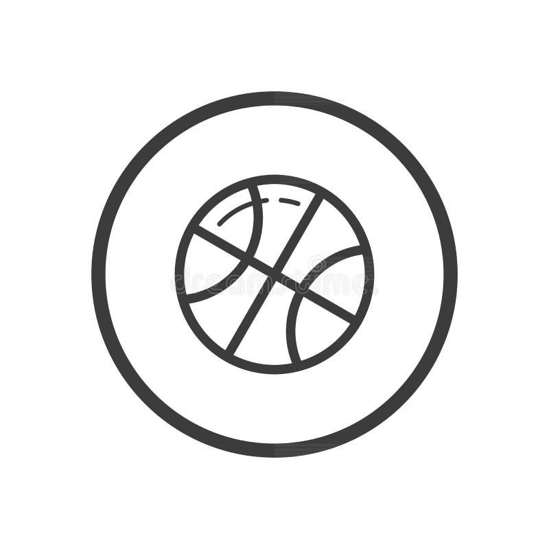 Flat Line Art Icon of a Basketball in a Round Frame Stock Vector ...