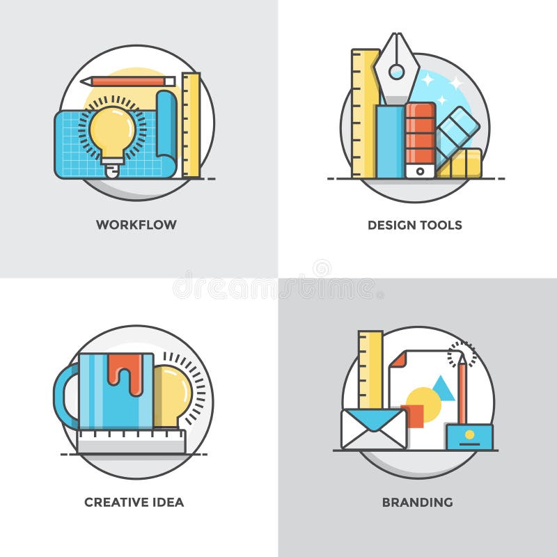 Flat Design Line Concept -Discover and Marketing Strategy Stock Vector ...