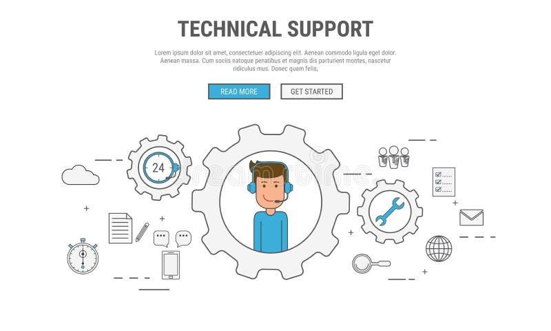 Flat Line Design Concept for Technical Support, Customer Service, Used ...