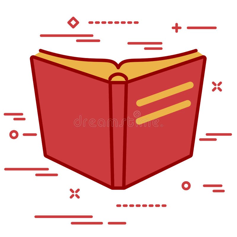 Flat Line Design Graphic Image Concept of Red Open Book Icon on Stock ...