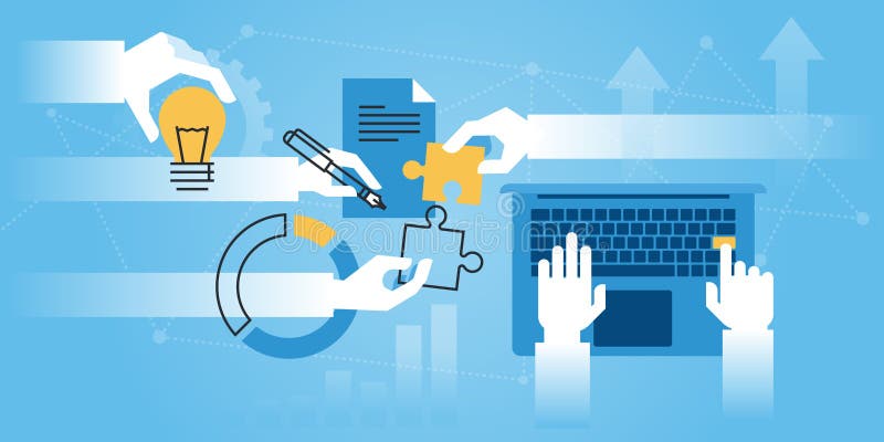 Flat Line Design Website Banner of about Us Company Information Stock ...