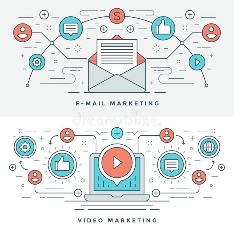Video Marketing Vector Illustration Background Stock Illustrations ...