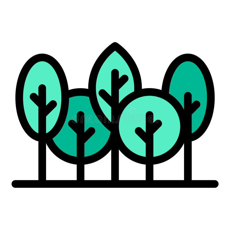 Flat Line Forest Icon a Simple and Modern Nature Illustration Stock ...