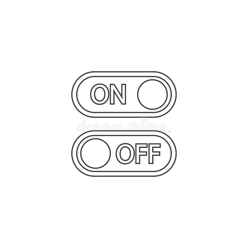 Flat Line Icon on and Off Toggle Switch Button Vector Stock Vector ...