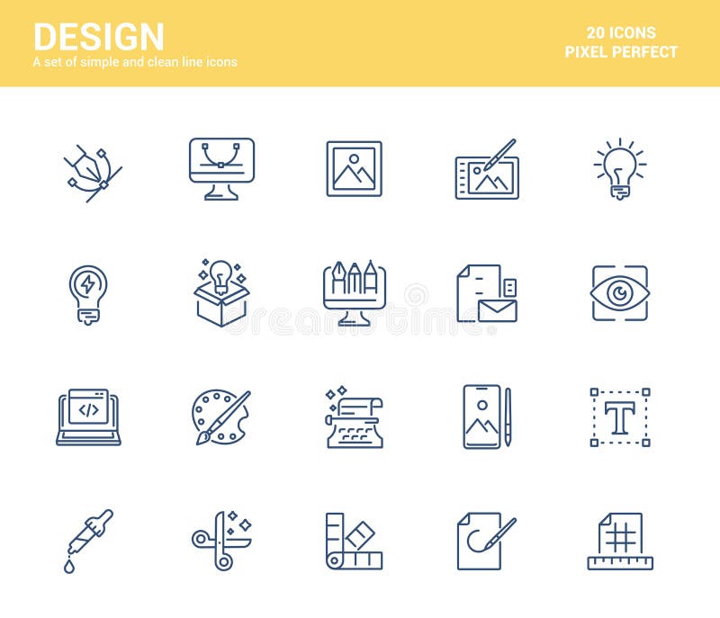 Flat Line Icons Design-Design Stock Vector - Illustration of create ...