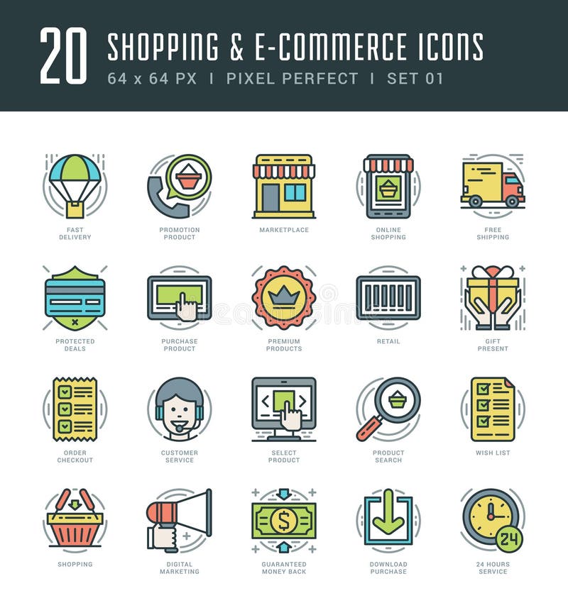 Flat Line Icons Set. Trendy Modern Thin Linear Stock Vector ...