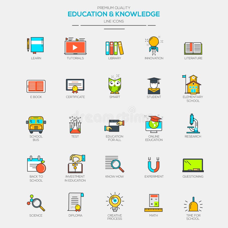 Set of Line Modern Color Icons for Business and Marketing Stock Vector ...