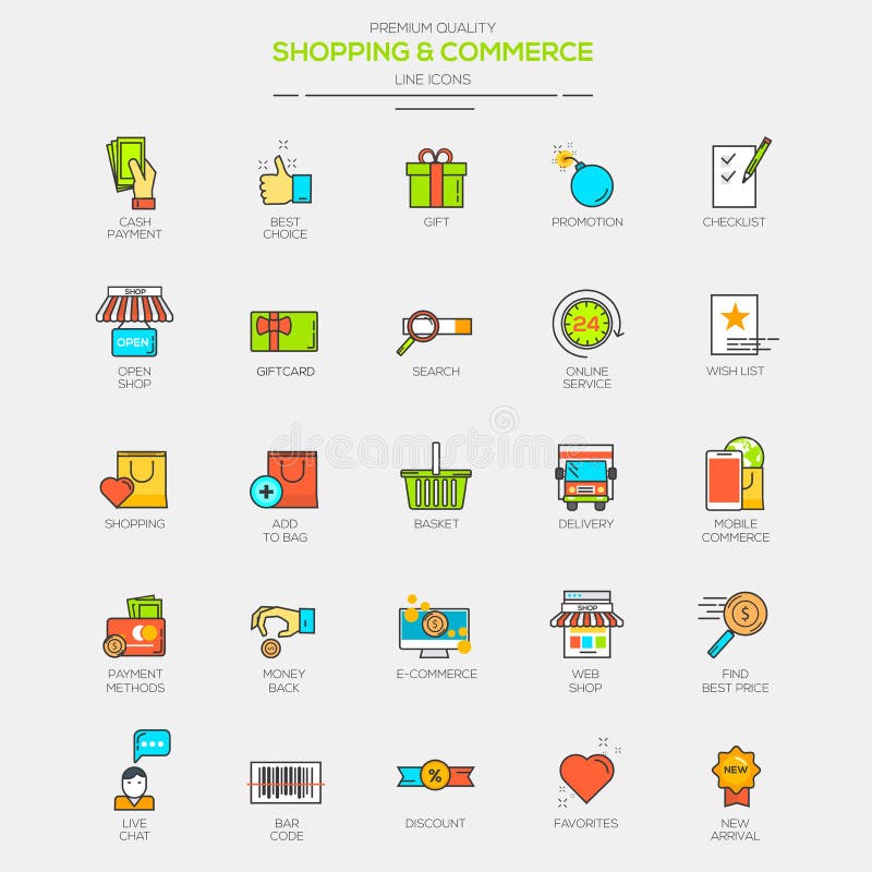 Flat Line Modern Color Icons Stock Vector - Illustration of product ...