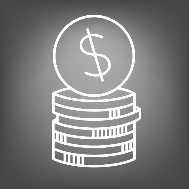 Flat Line Money Icon. Coins Stuck Vector Illustration. Stock Vector ...