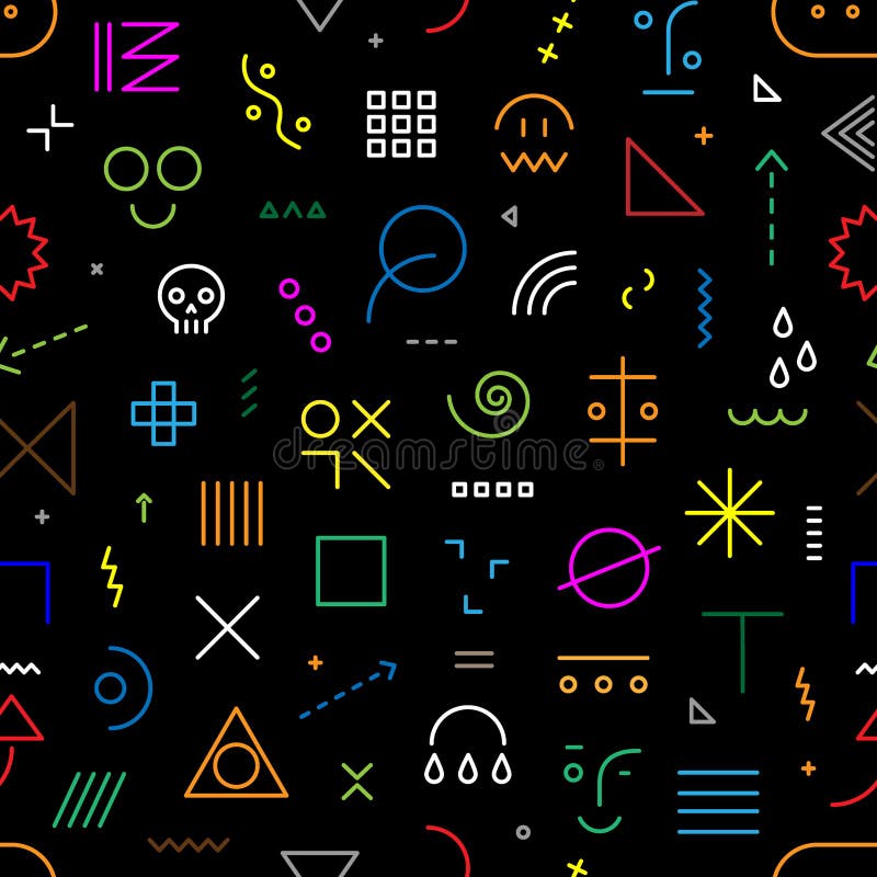 Abstract Lines Signs and Symbols Seamless Vector Background Stock ...