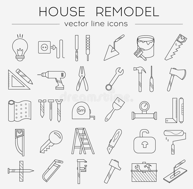 Line Tools Icons stock vector. Illustration of pencil - 80936378