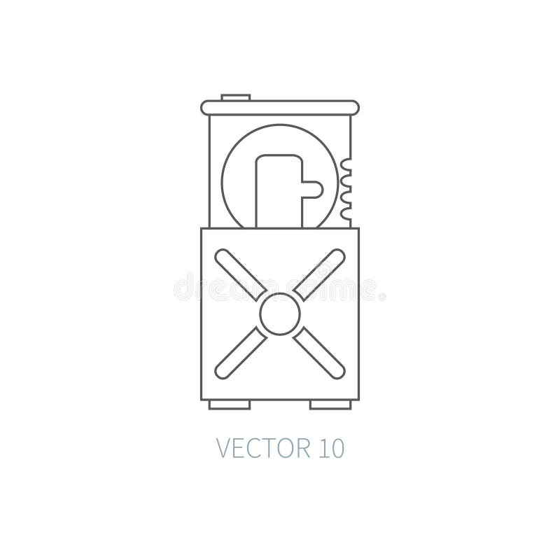Flat Line Vector Computer Part Icon - Optical Drive. Cartoon Style ...