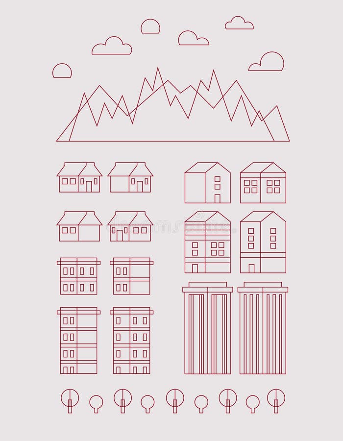 Flat Linear City Infographic. Stock Vector - Illustration of business ...