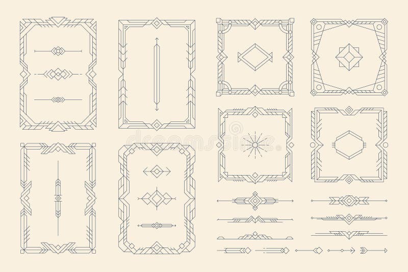 Flat Linear Frames and Separators Set Stock Illustration - Illustration ...